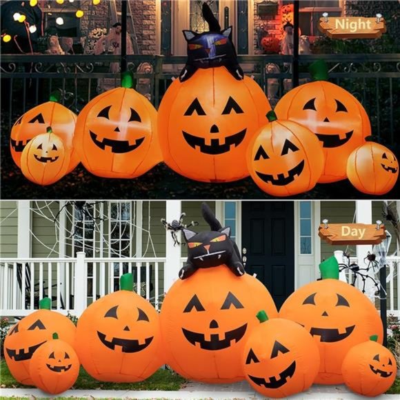 Holiday | Halloween Decoration 8 Ft Inflatable 7 Pumpkins Patch Lantern ...